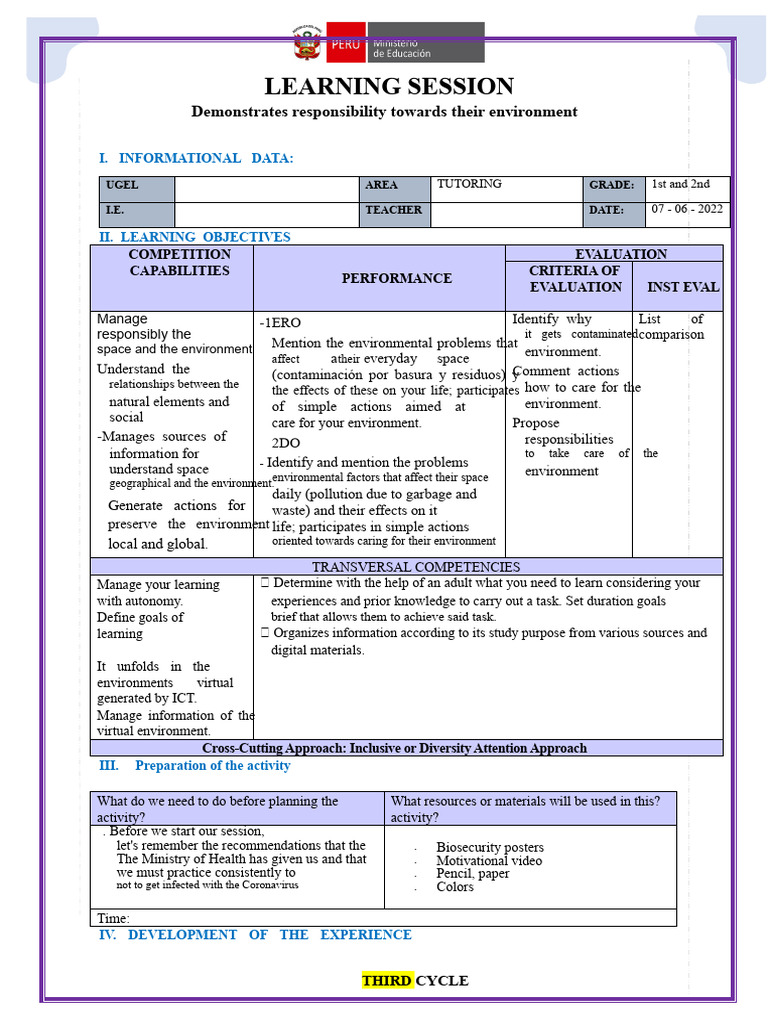 June 7 - Tutoring We Take Care of The Environment - III Cycle | PDF ...