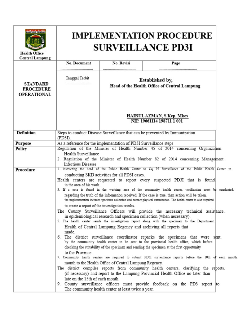 PD3I Surveillance SOP Print | PDF