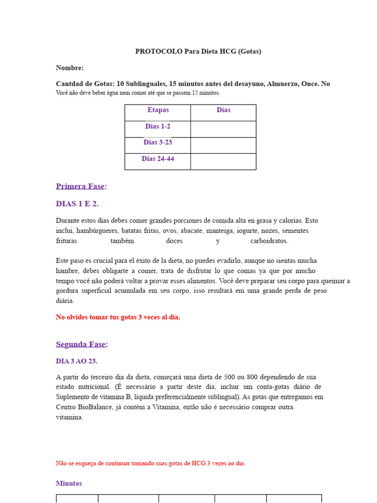 Protocolo Completo da Dieta HCG | PDF | Chá | Tomate