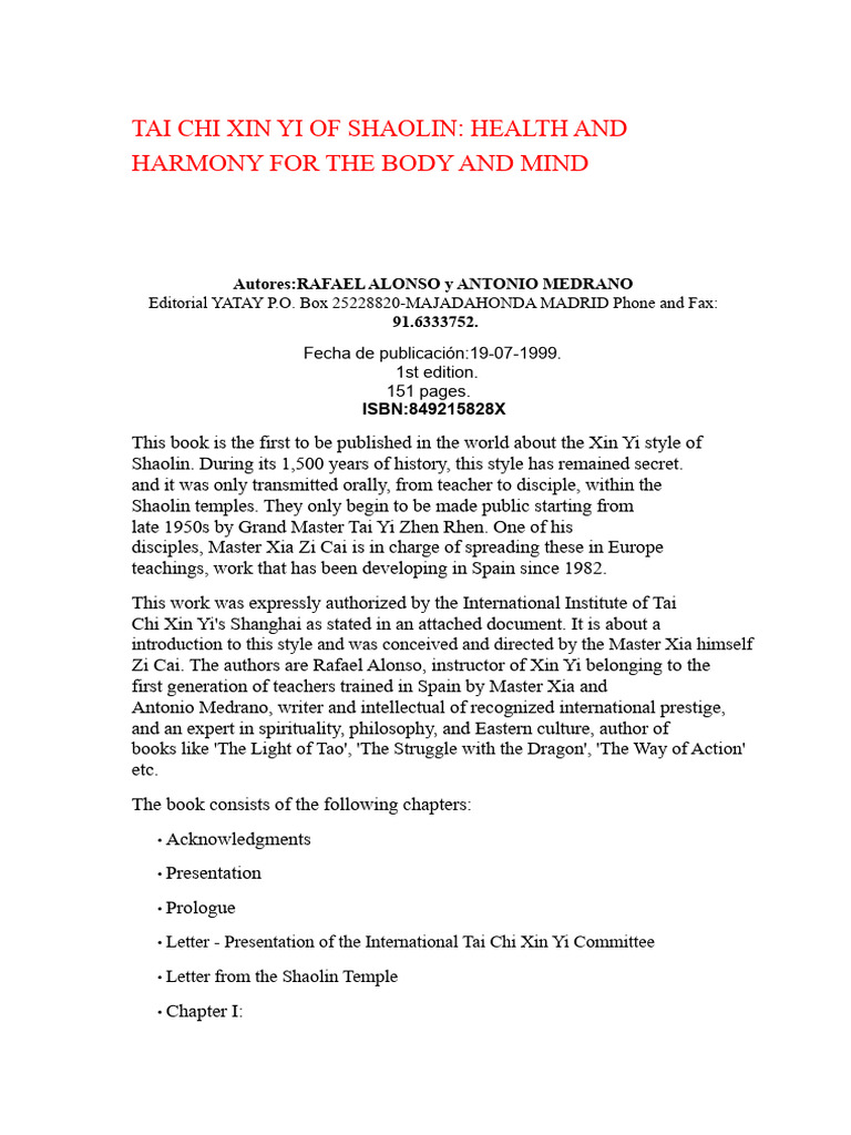 Book Tai Chi Xin Yi (Taichi Taiji) | PDF | Chinese Martial Arts | Tai Chi