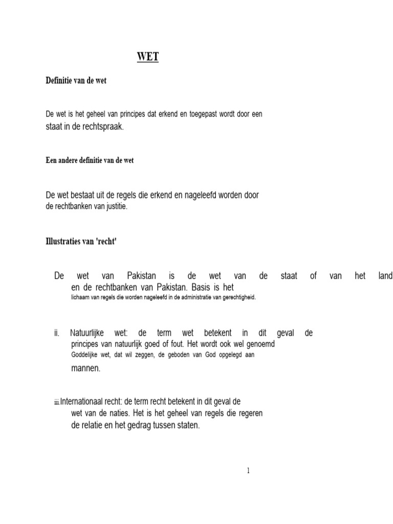 Definitie Van Wet - Bronnen Van Wet | PDF