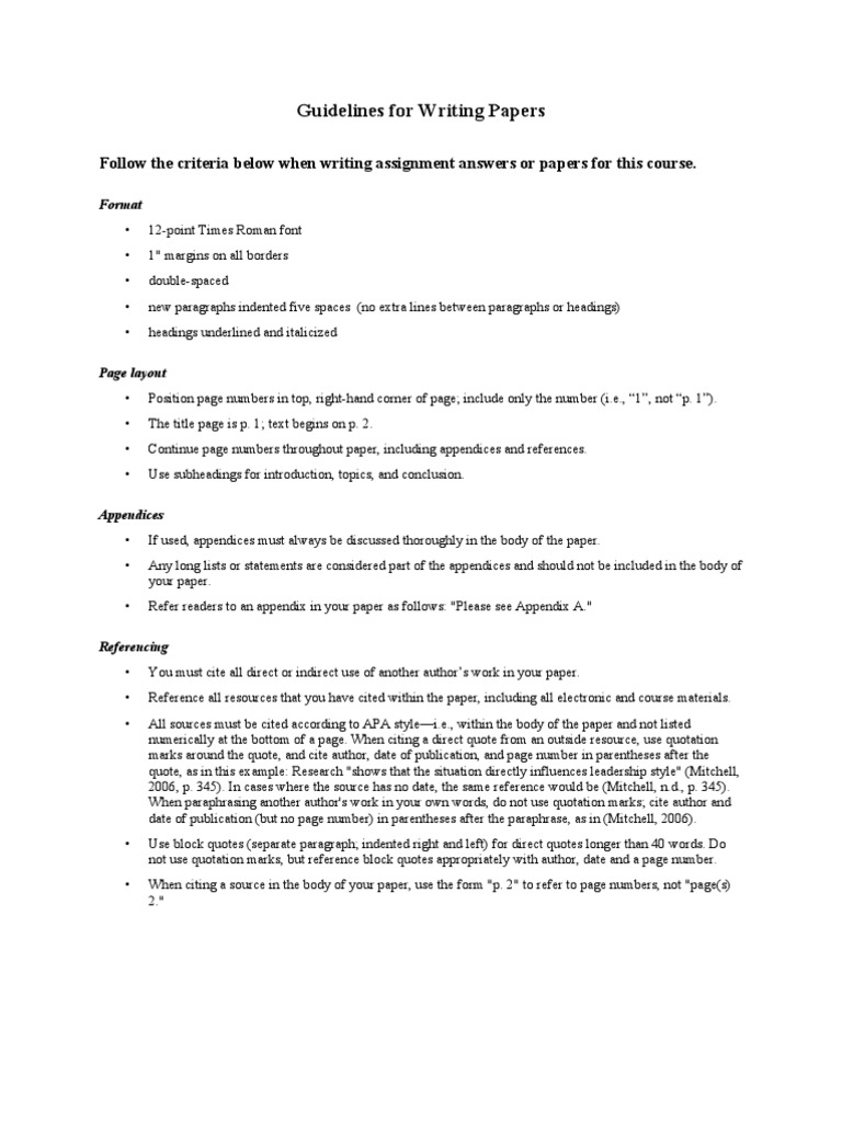 Guidelines For Writing Papers | PDF | Acronym | Paragraph