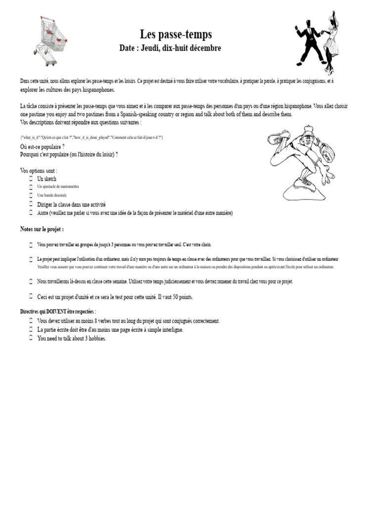 Projet sur les passe-temps hispanophones | PDF