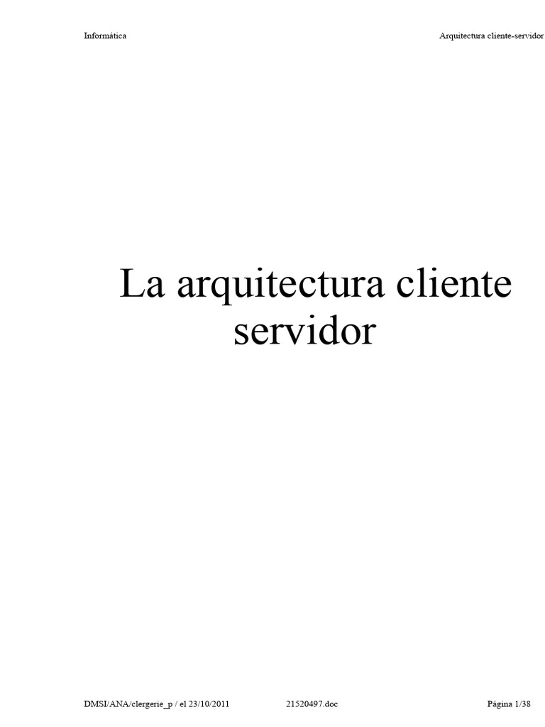 Arquitectura Cliente Servidor | PDF | Modelo cliente-servidor | Middleware