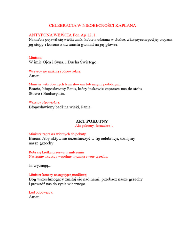 Celebracja W Nieobecności Kapłana - 12 Grudnia | PDF