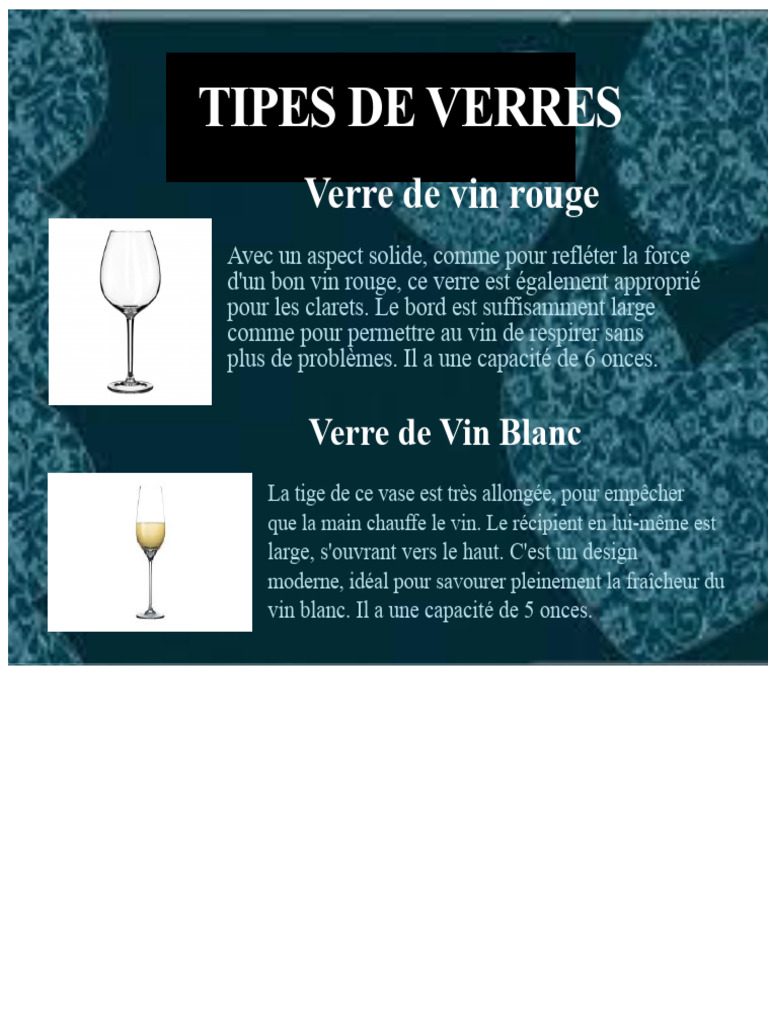 Types de Verres à Vin et Cocktails | PDF | Champagne | Boisson