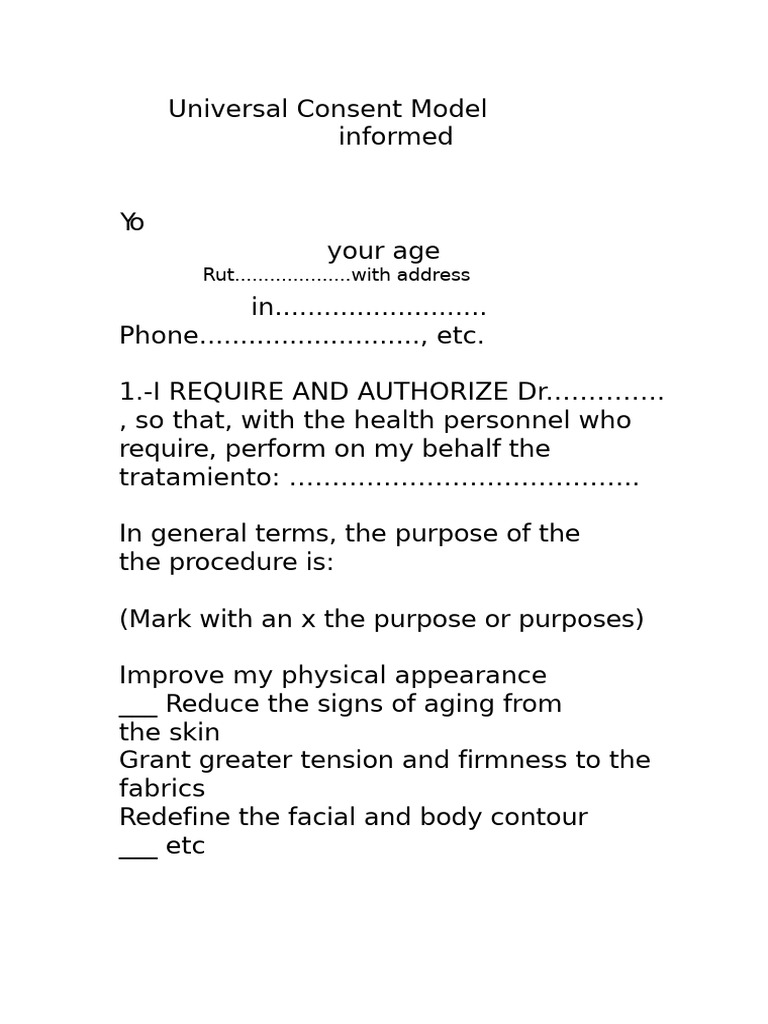 Universal Model of Informed Consent | PDF | Informed Consent | Medicine