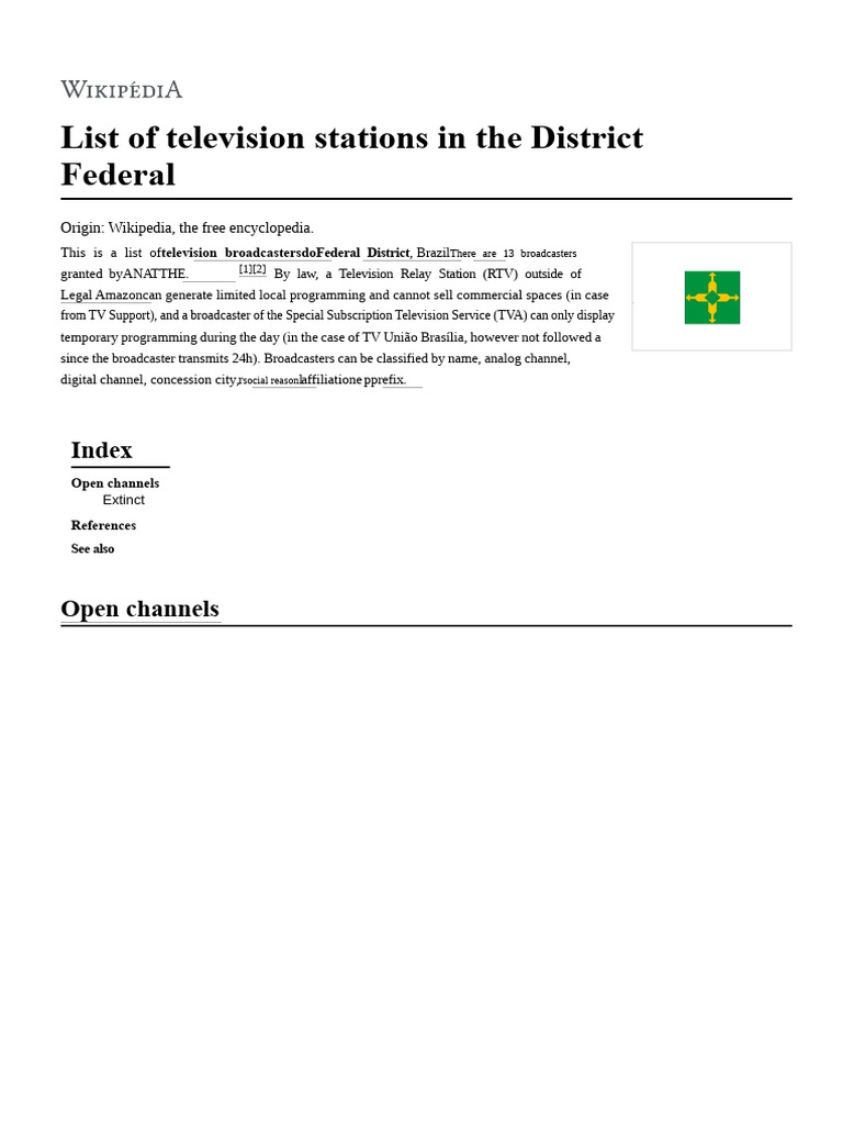 TV Stations in Brazil's Federal District | PDF | Broadcasting | Television