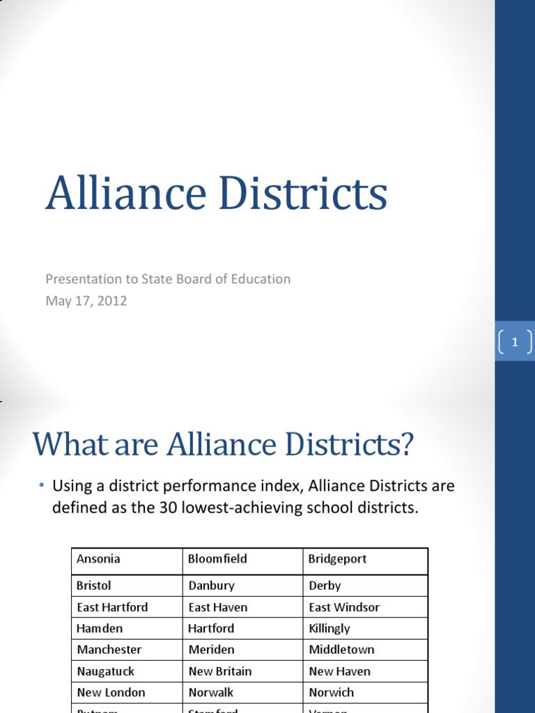 Alliance Districts: Presentation To State Board of Education May 17 ...