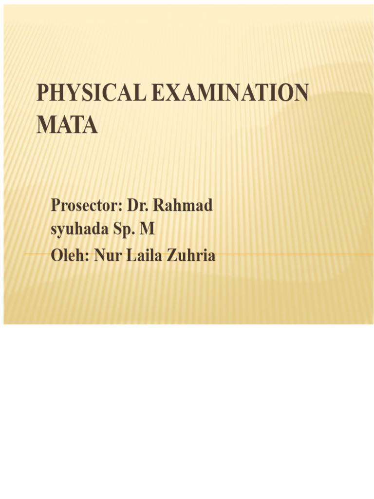 Physical Examination of The Eyes | PDF | Visual Acuity | Eye