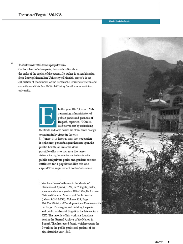 Bogotá's Parks: 1886-1938 History | PDF | Bogotá