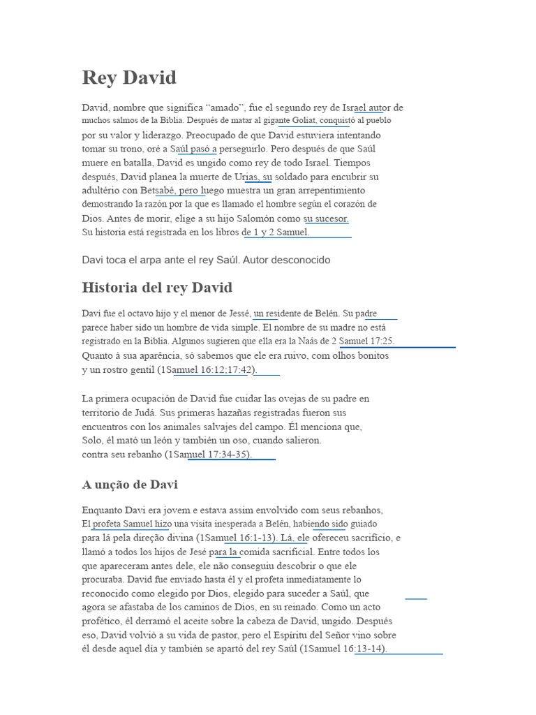 Historia del Rey David en la Biblia | PDF | David | Saulo