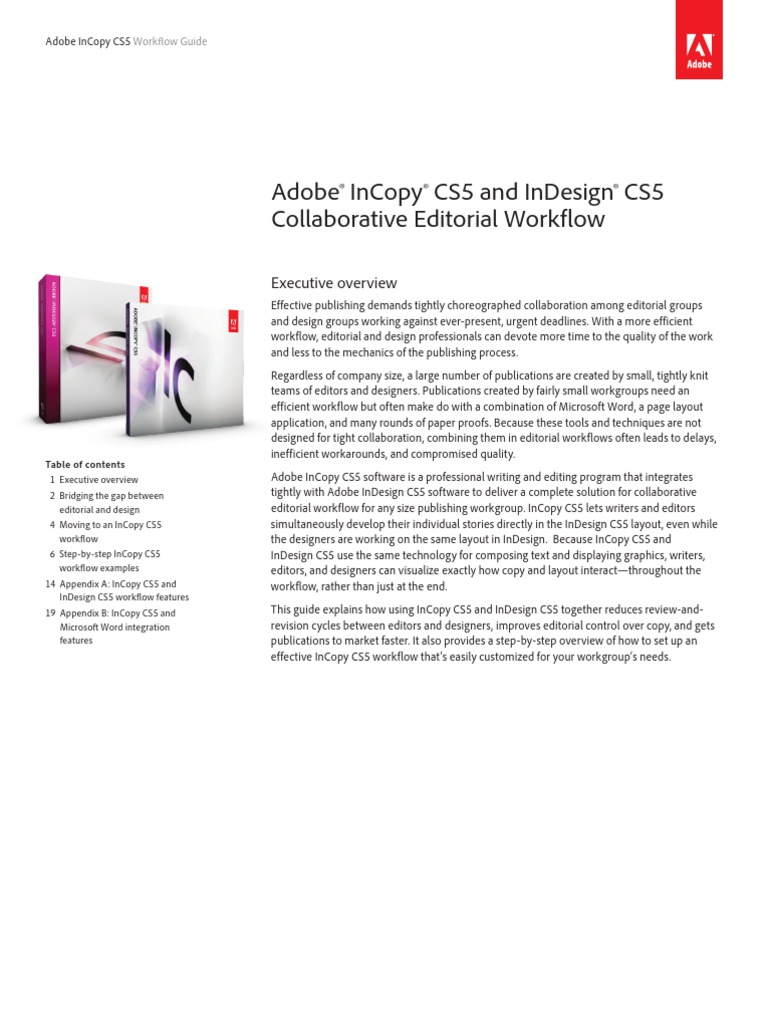 Adobe® Incopy® Cs5 and Indesign® Cs5 Collaborative Editorial Workflow ...