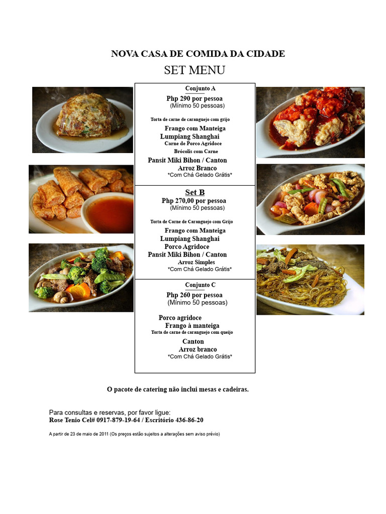 Pacote de Catering Da Nova Cidade | PDF | Culinária ocidental | Comidas e bebidas