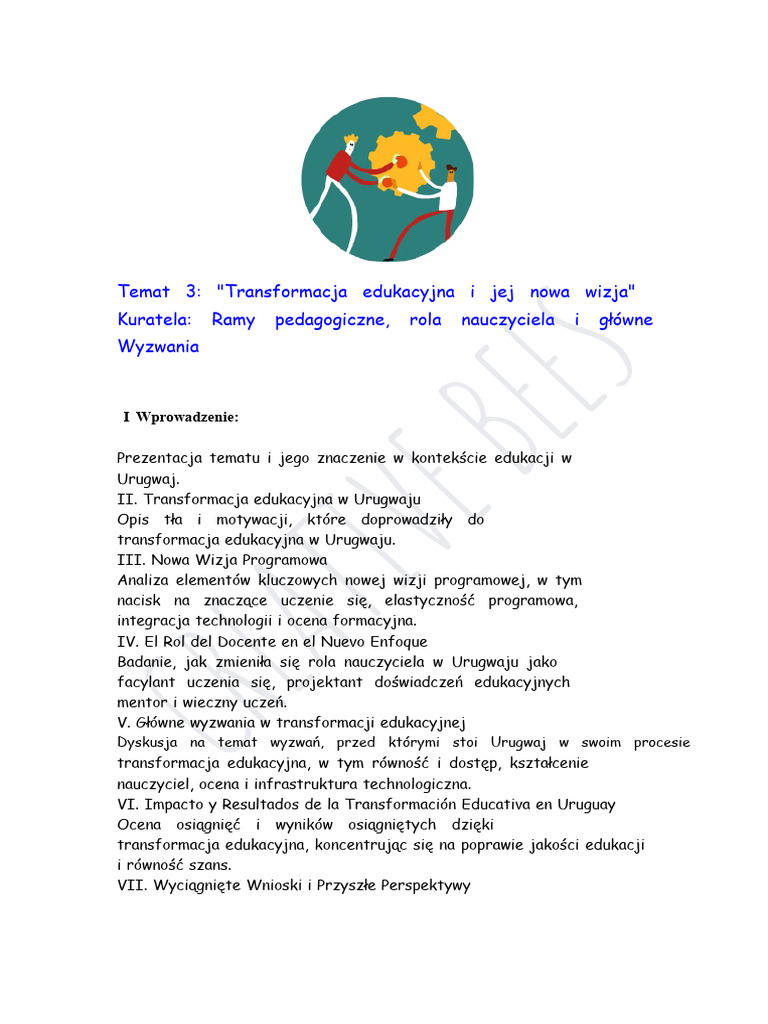 Temat 3. Transformacja Edukacyjna I Jej Nowa Wizja Programowa | PDF