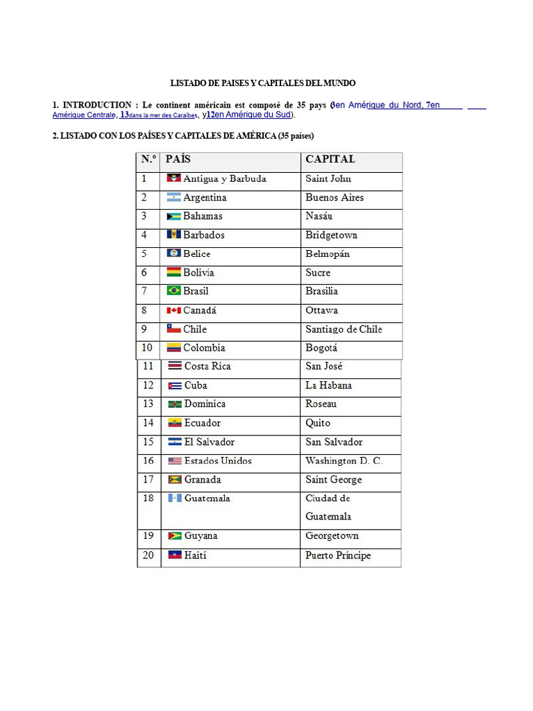 Pays et capitales du monde en détail | PDF | Porto Rico | Afrique