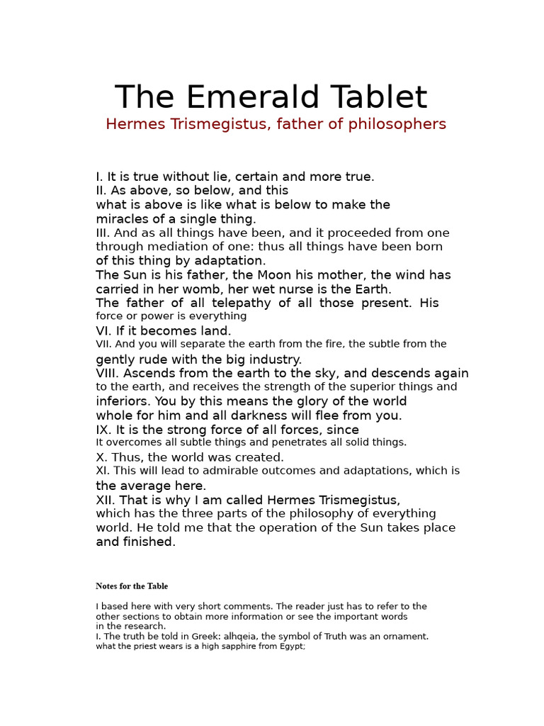 The Emerald Tablet | PDF | God In Christianity | Alchemy