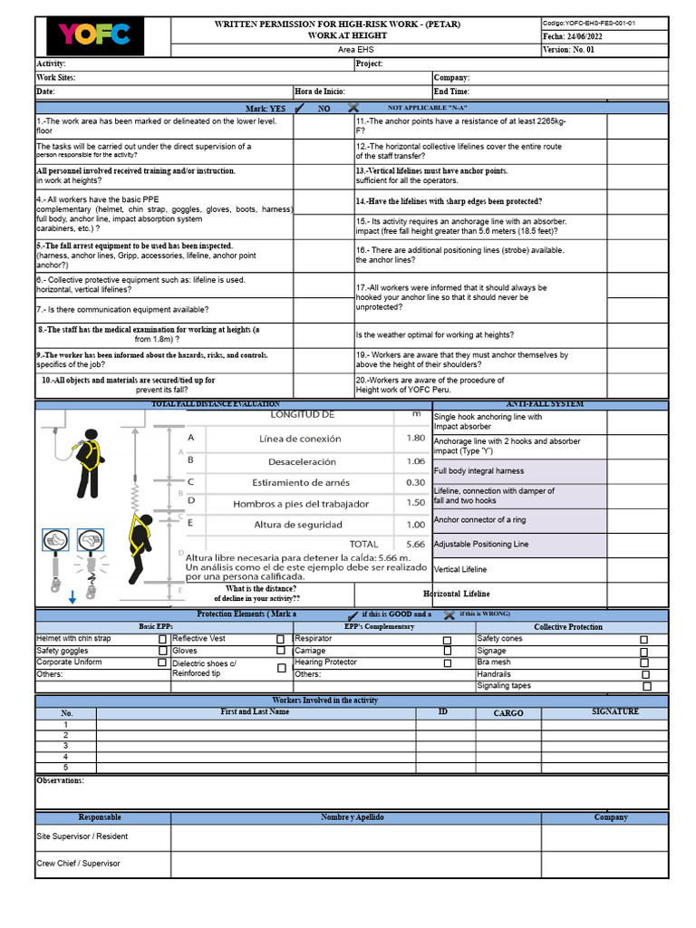 High-Risk Work Permit for Heights | PDF | Safety | Occupational Safety ...