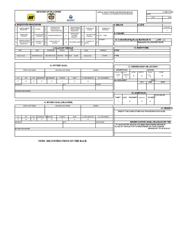 Vehicle Transfer Form | PDF | Truck | Vehicles
