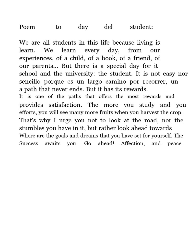 Poem For Student Day | PDF