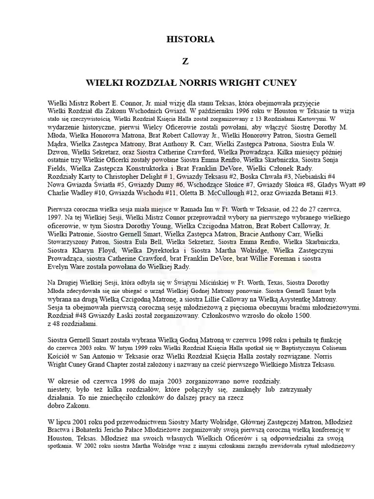 Historia Wielkiego Rozdziału Norris Wright Cuney | PDF
