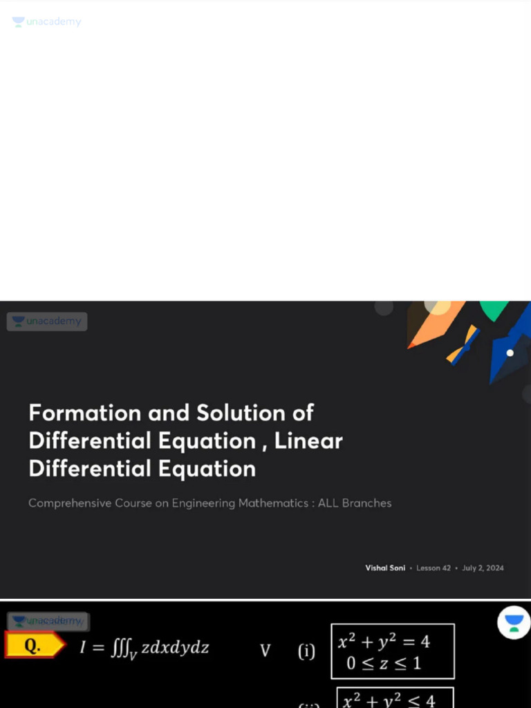 Formation and Solution of Differential Equation Linear Differential ...