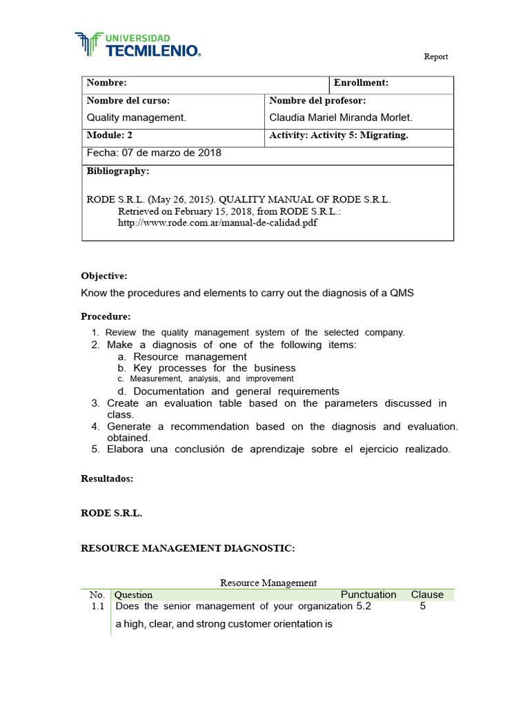 Activity 6 Quality Management | PDF | Quality Management System ...