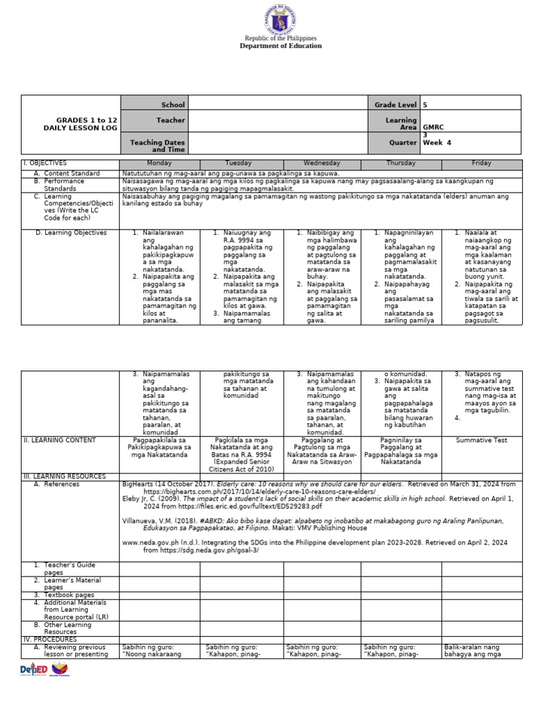 GMRC5 DLL Q3 W4 | PDF