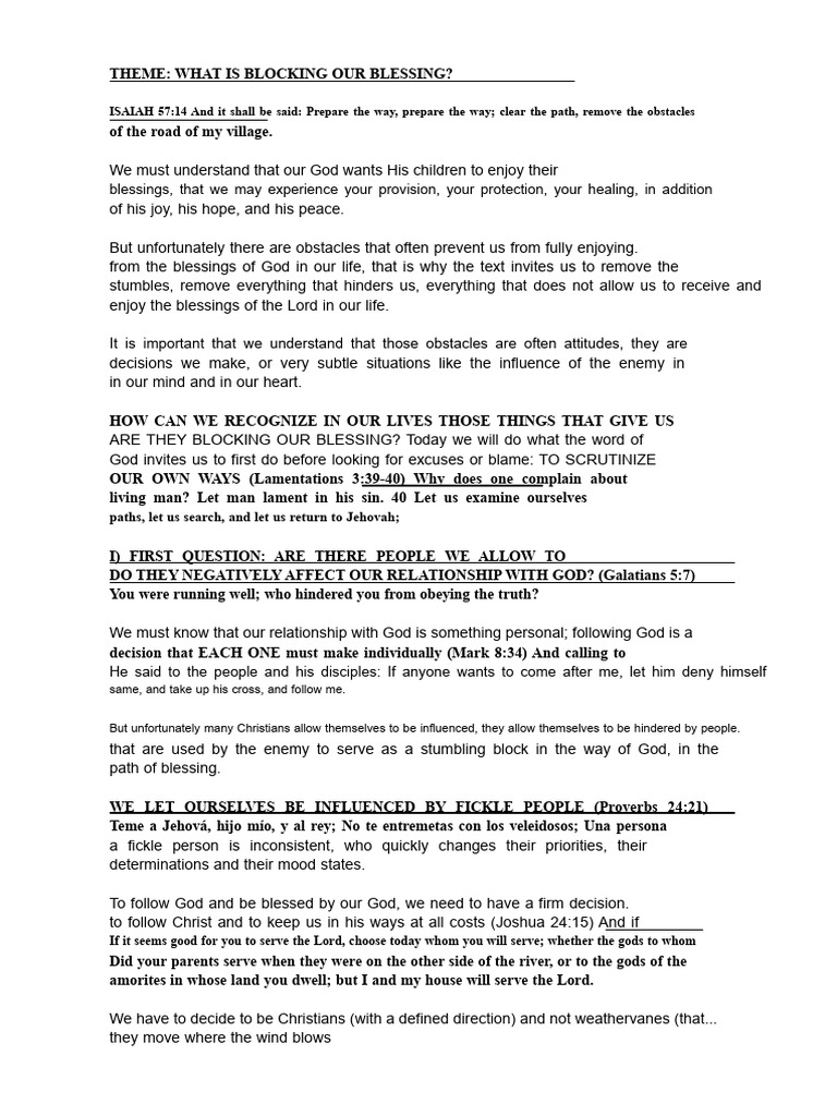 What Is Blocking Our Blessing | PDF | Jesus | Saint Peter
