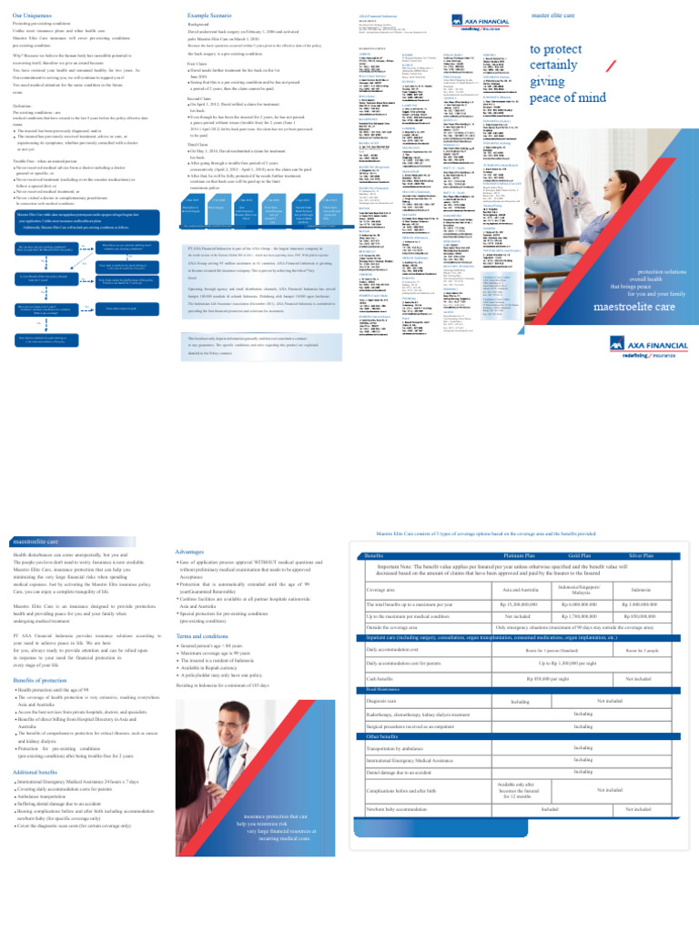 AXA Maestro Elite Care Insurance Overview | PDF | Insurance | Pre ...