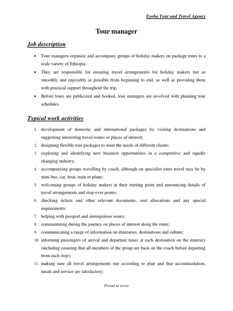 Tour Manager Job Ion | PDF | Travel Agency | Tourism