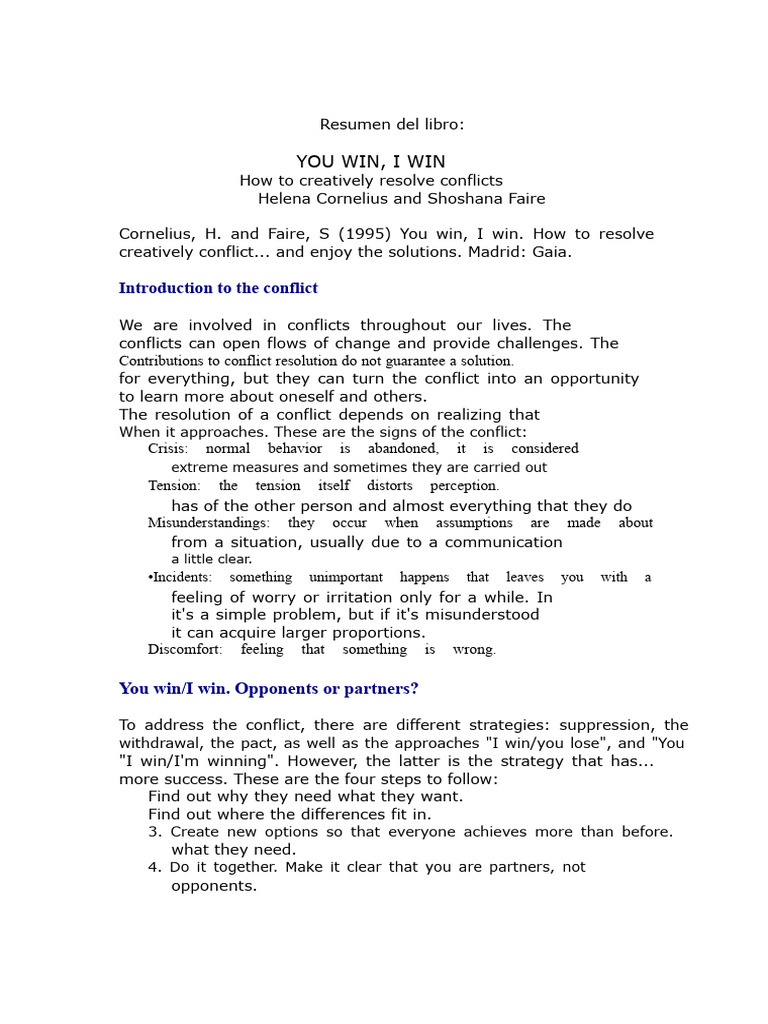 You Win I Win PDF | PDF | Mediation | Feeling