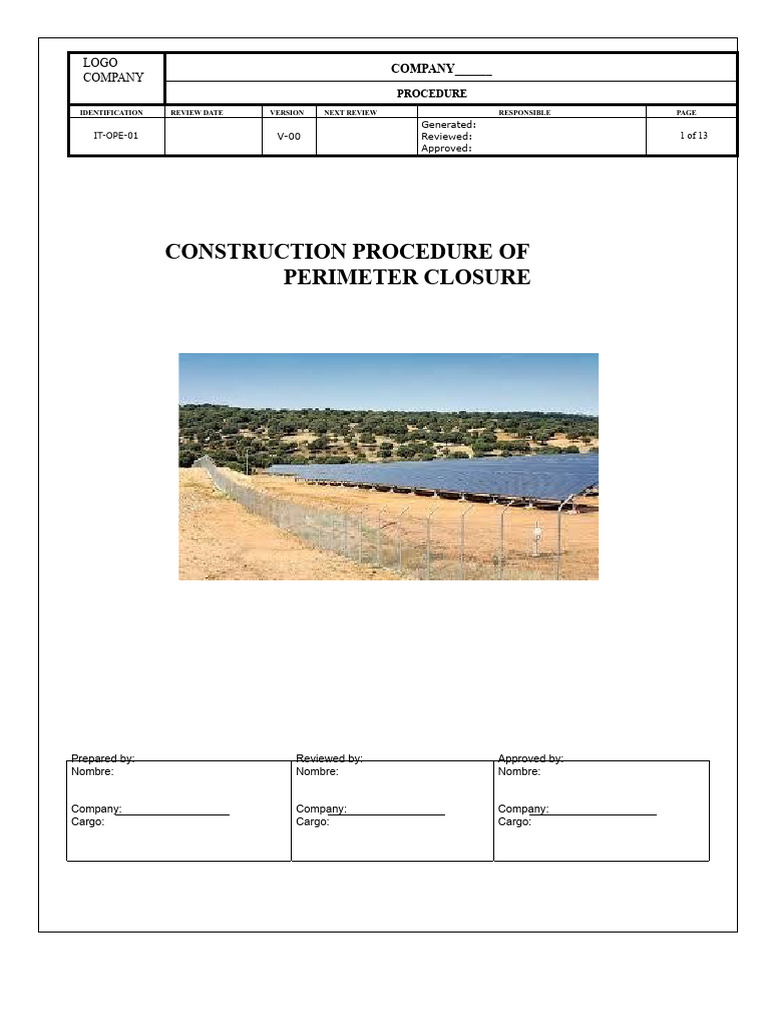 Perimeter Closure Construction Procedure | PDF | Personal Protective ...