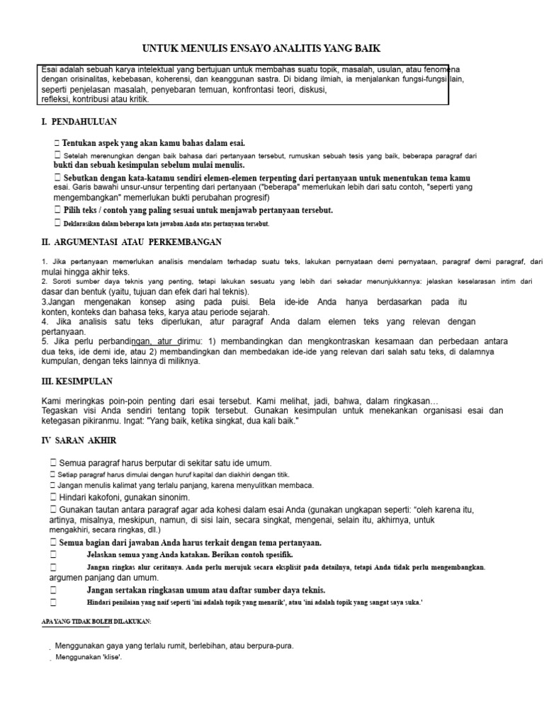 Panduan Menulis Esai Analitis Efektif | PDF