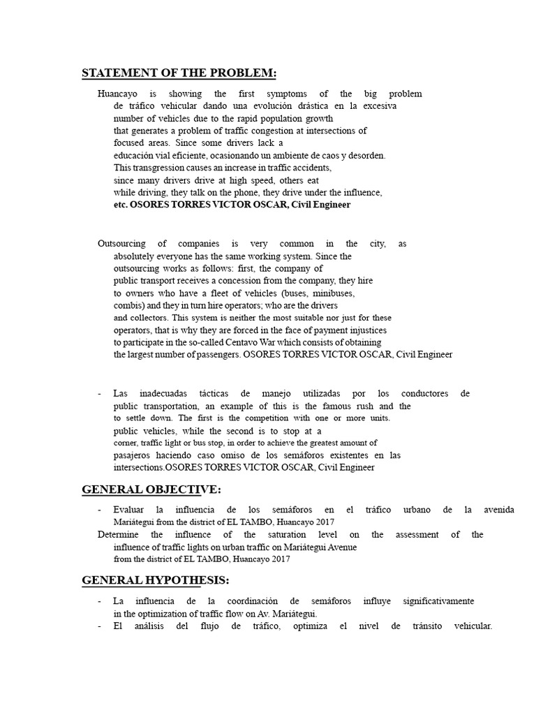 Statement of The Problem | PDF | Traffic | Public Transport
