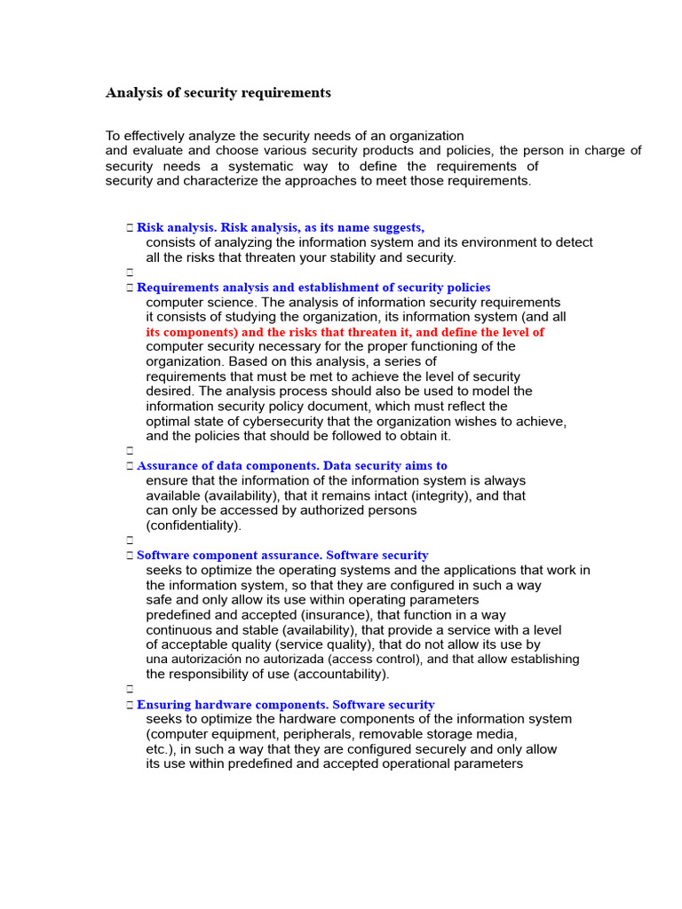 Security Requirements Analysis | PDF | Security | Computer Security