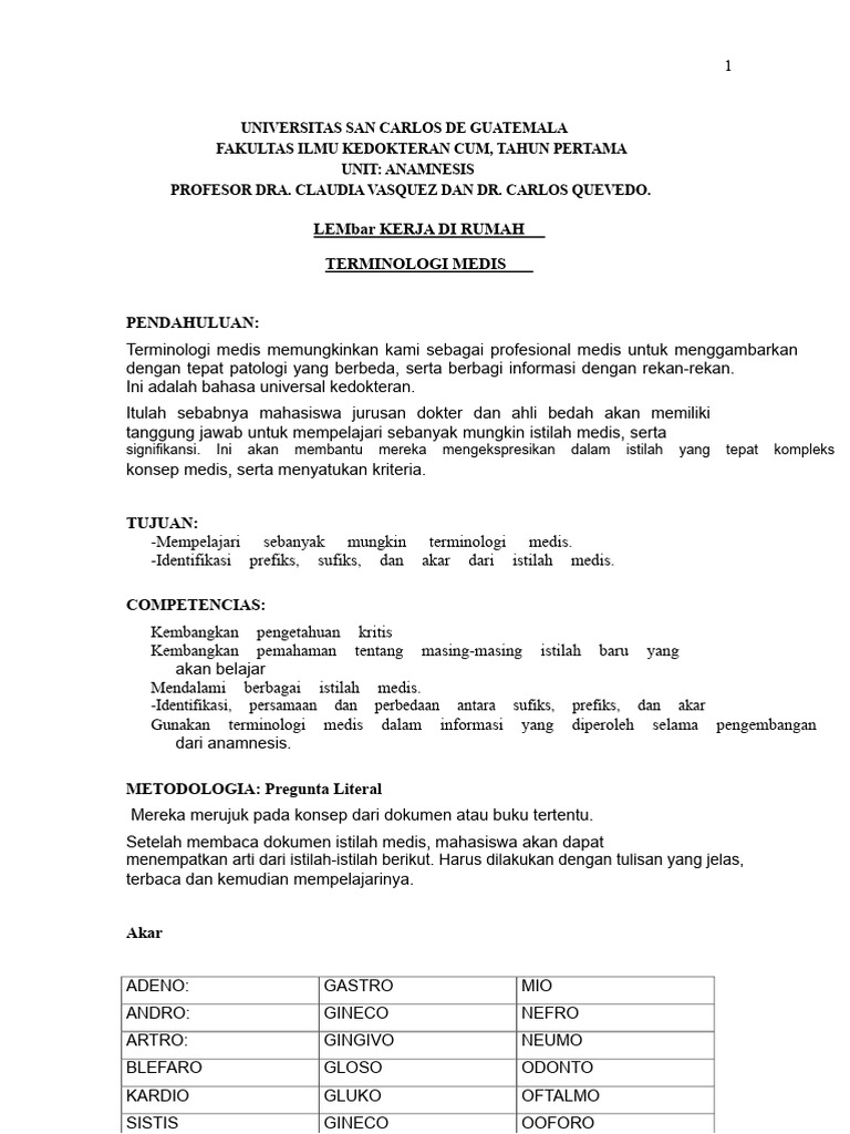 Terminologi Medis untuk Mahasiswa Kedokteran | PDF