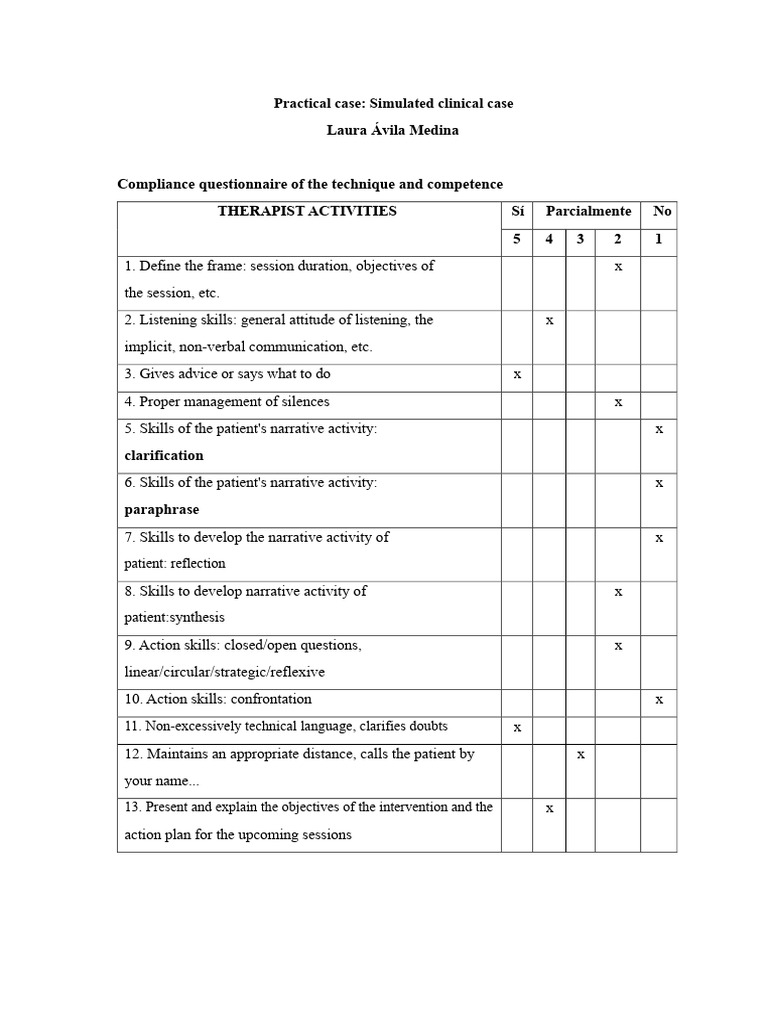 Clinical Case Analysis: Therapist Skills Evaluation | PDF ...