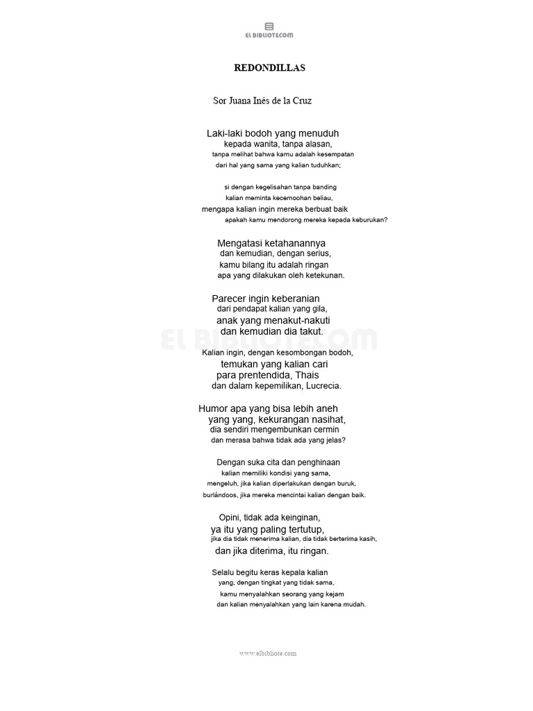 Sor Juana Ines de La Cruz Redondillas PDF | PDF