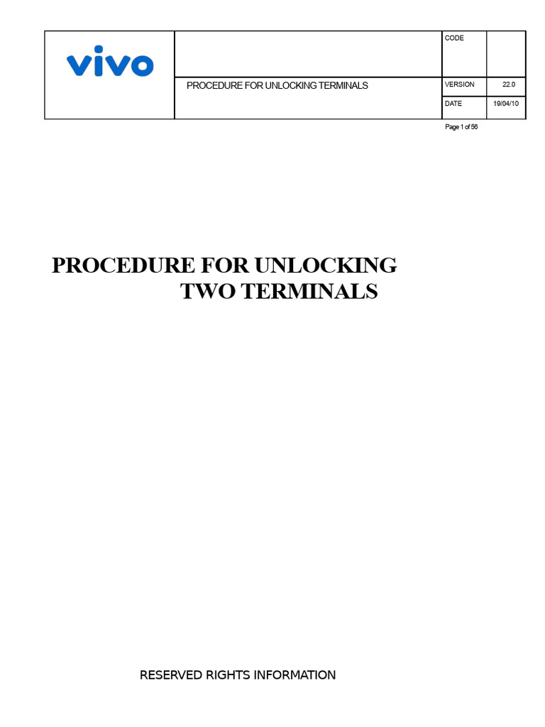 Terminal Unlocking Procedure (Simlock) v22 | PDF | Smartphone | Computing
