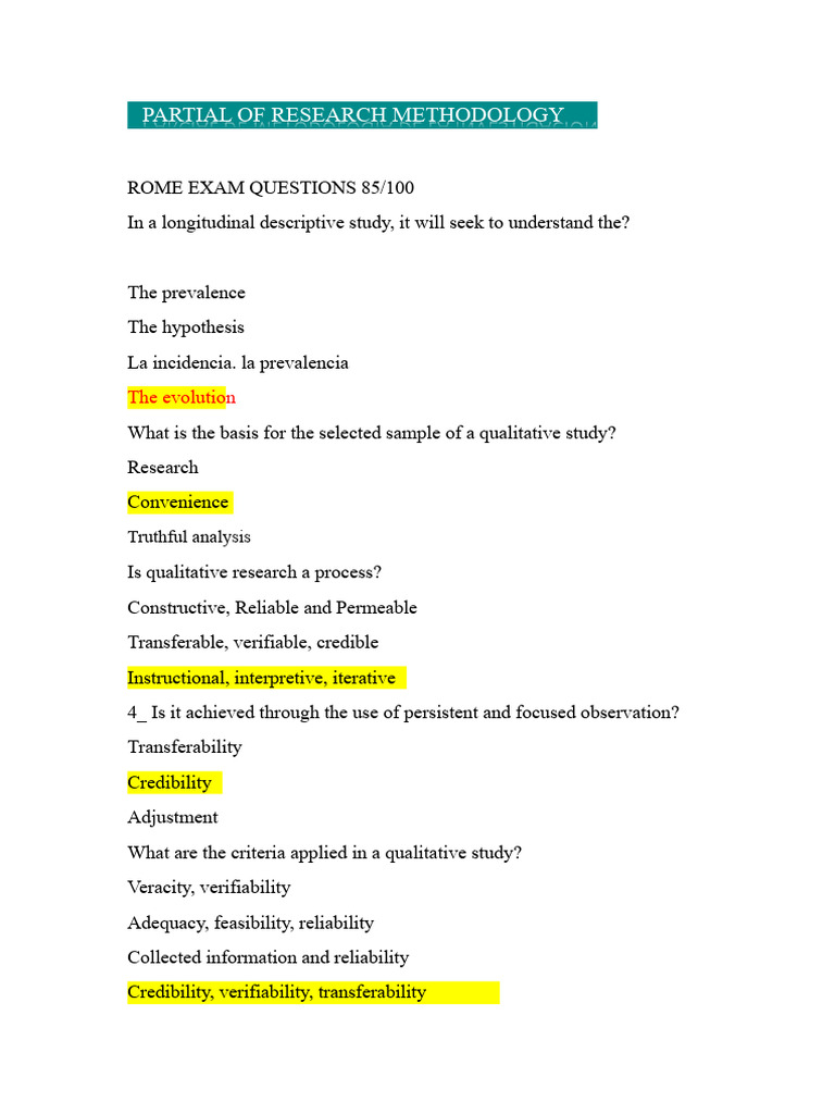 2nd Partial Methodology Question Bank | PDF | Methodology | Qualitative ...