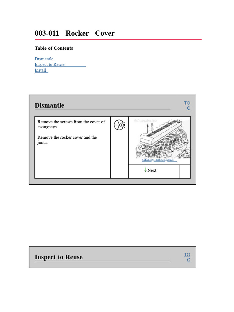 Rocker Cover Dismantling and Installation Guide | PDF | Mechanical ...