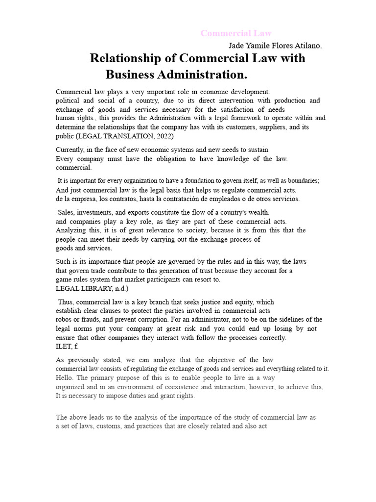 Importance of Commercial Law in Business | PDF | Justice | Crime & Violence