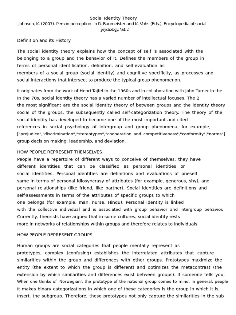 Understanding Social Identity Theory | PDF | Identity (Social Science ...