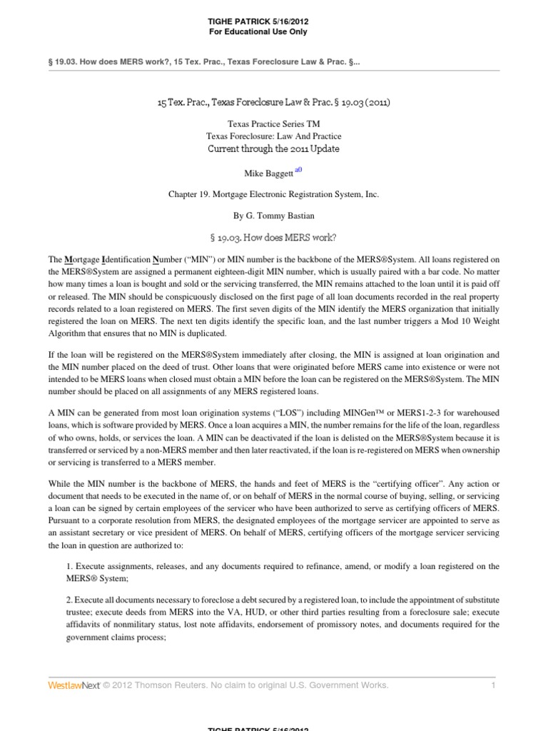 1903 How Does MERS Work | PDF | Mortgage Law | Loans