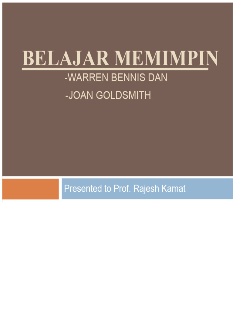 Belajar Memimpin - Warren Bennis | PDF
