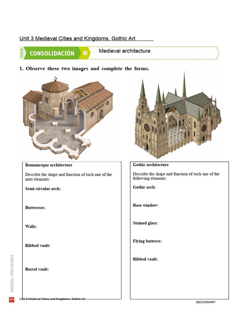 Work Sheet Comparison Romanesque Gothic | PDF