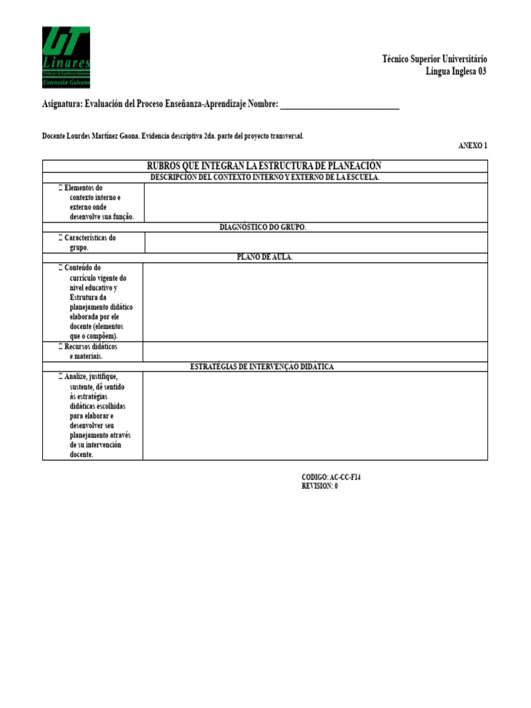 Descrição Dos Itens Que Integram o Planejamento. | PDF