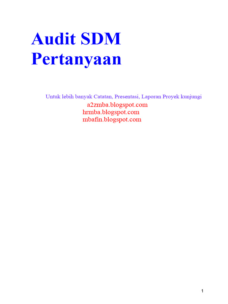 Audit Strategi SDM dan Perencanaan Tenaga Kerja | PDF