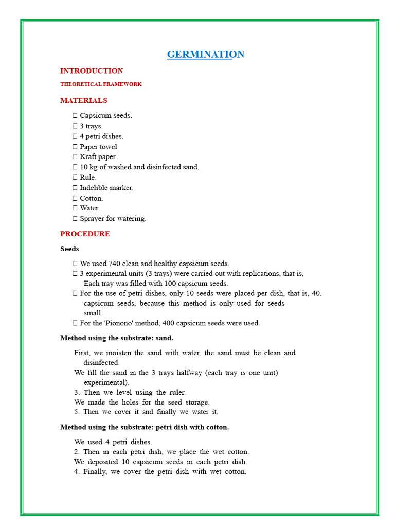 Seed Germination Report | PDF